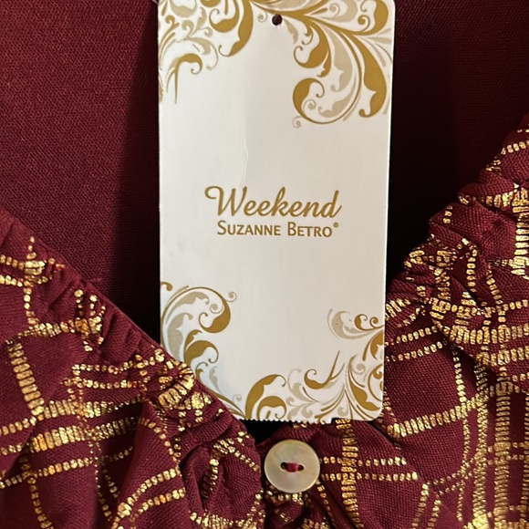 Suzanne Betro | Tops | New Weekend By Suzanne Betro Red Foil Diagonal ...